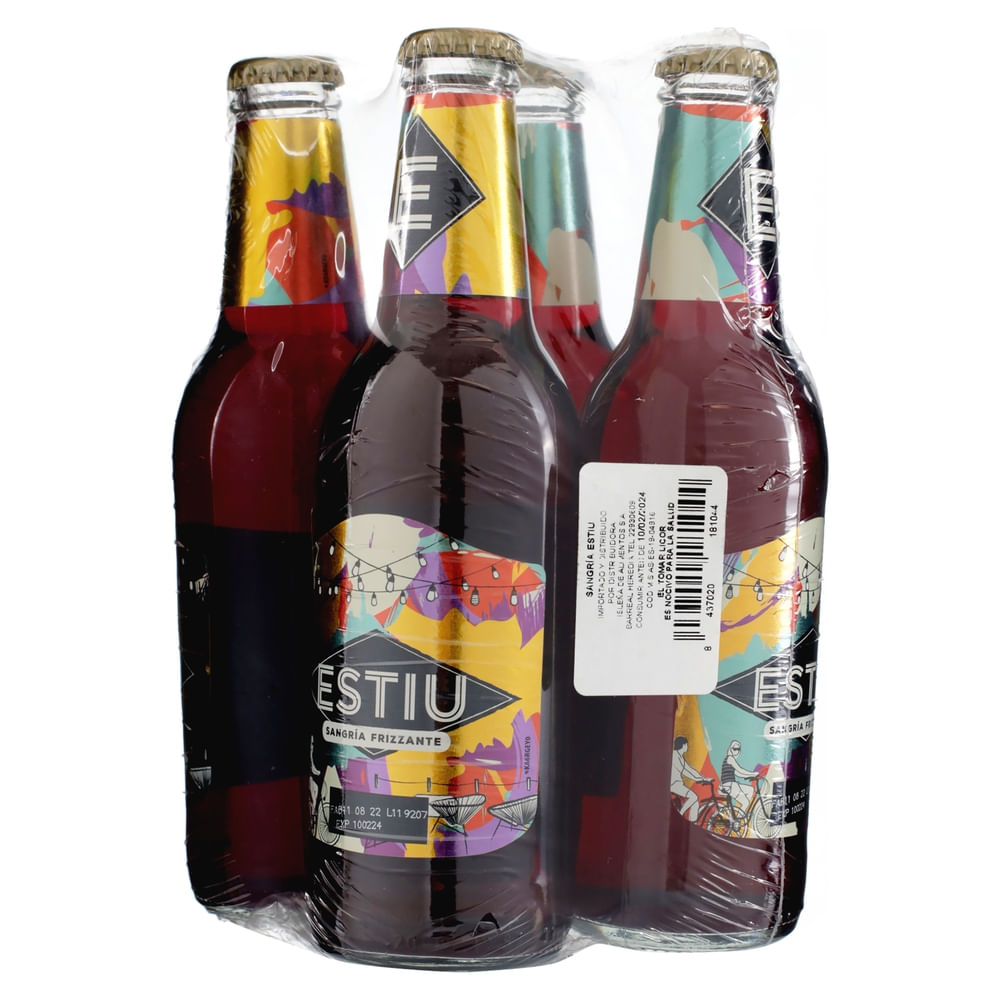 Sangria Estiu frizzante botella 4 pack - 330 ml - Masxmenos | Costa Rica