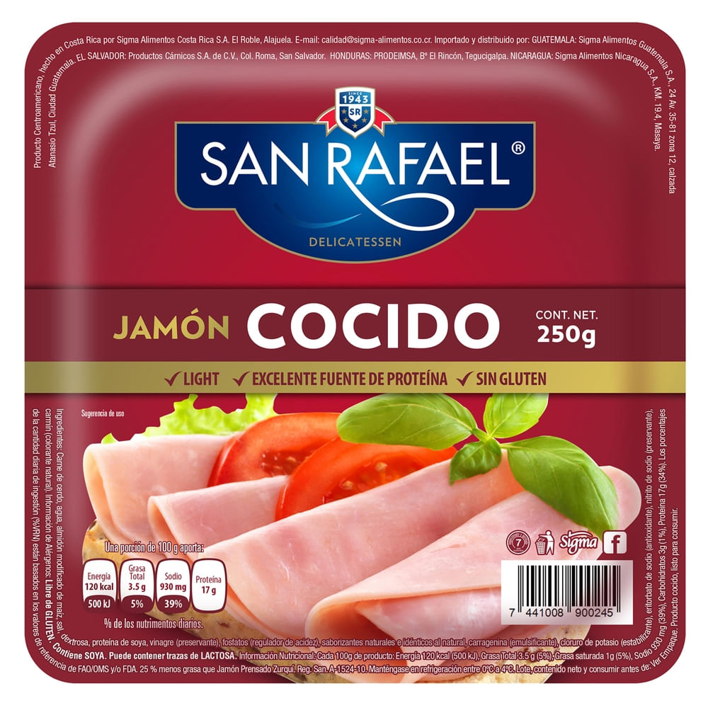 Jamón San Rafael cocido - 250 g - Masxmenos | Costa Rica