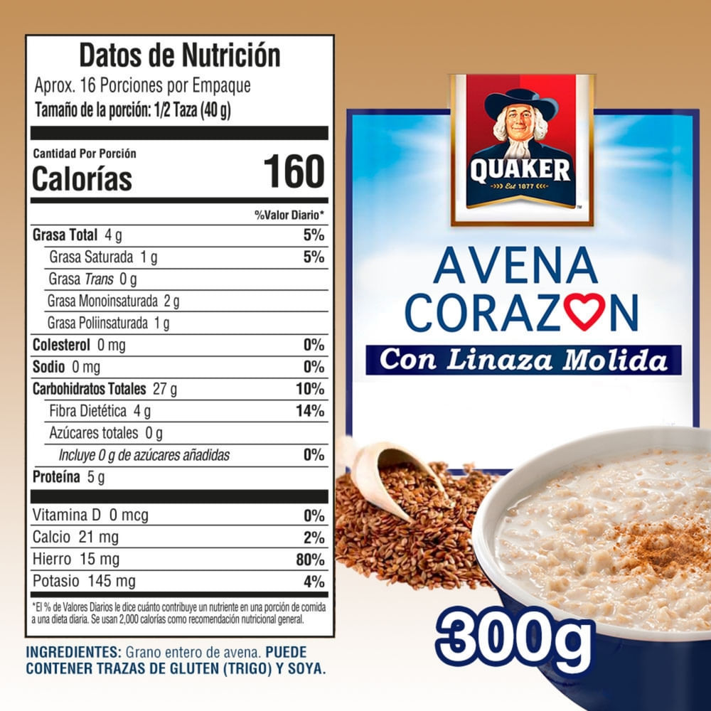 Comprar Avena Quaker Corazón Con linaza Molida - 300 g | Walmart Costa ...