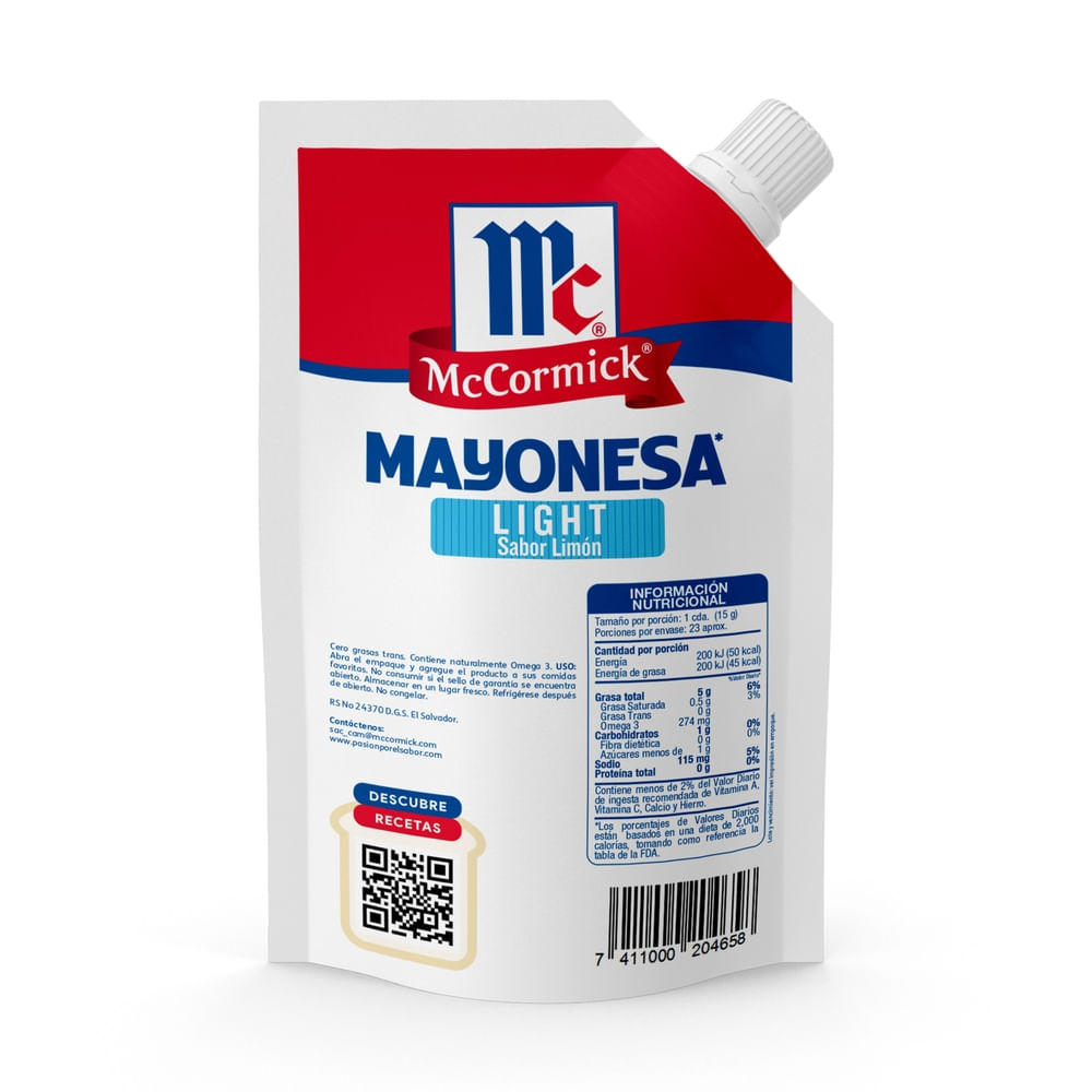 Comprar Mayonesa light sabor limón McCormick Doypack - 350 g | Walmart ...