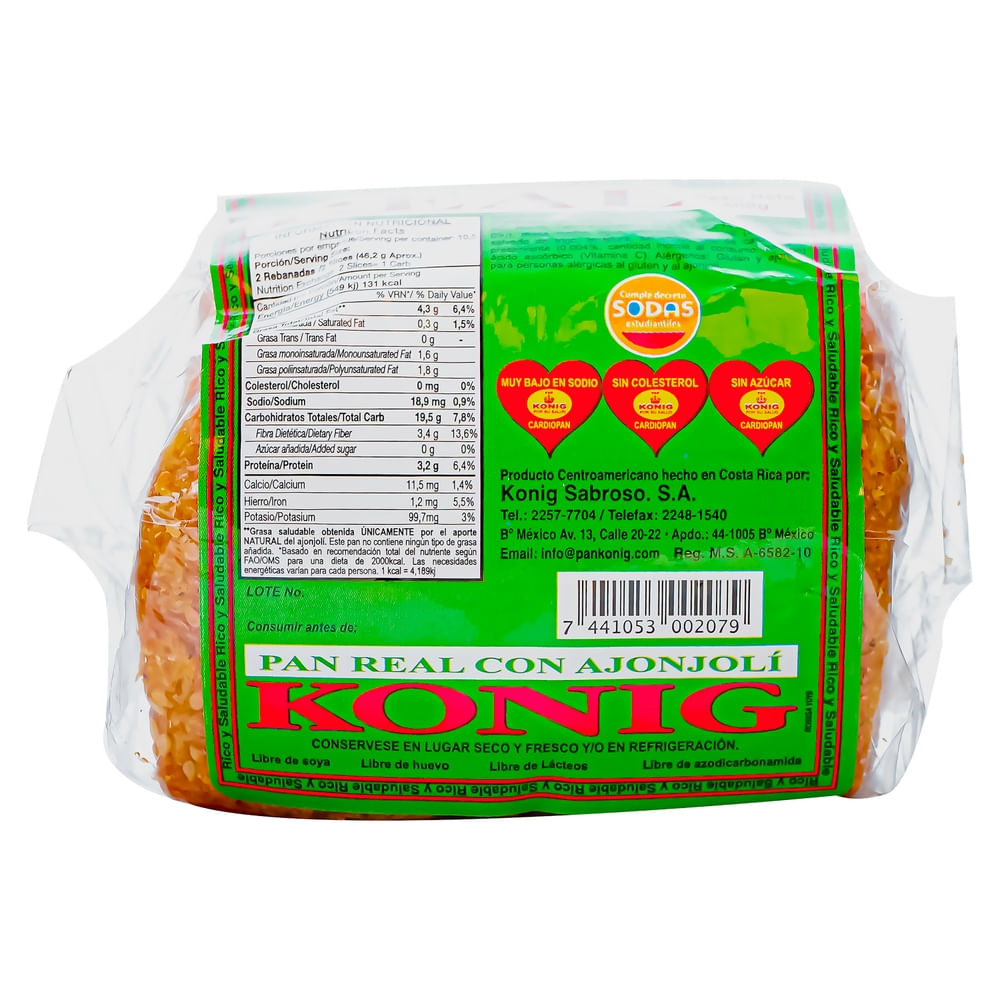 Comprar Pan Konig Integral Real Con Ajonjolí - 400 g | Walmart Costa ...