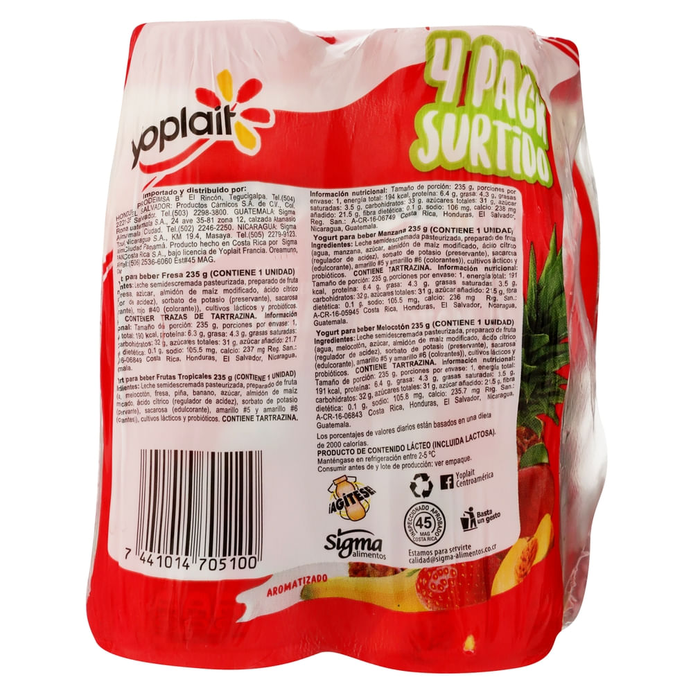 Comprar 4 Pack Yogurt Yoplait Líquido Surtido -940gr | Walmart Costa ...