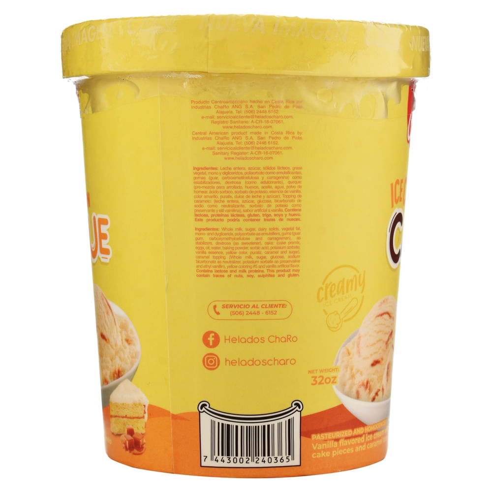 Comprar Helado Charo vainilla con trozos de queque y caramelo - 500 g ...