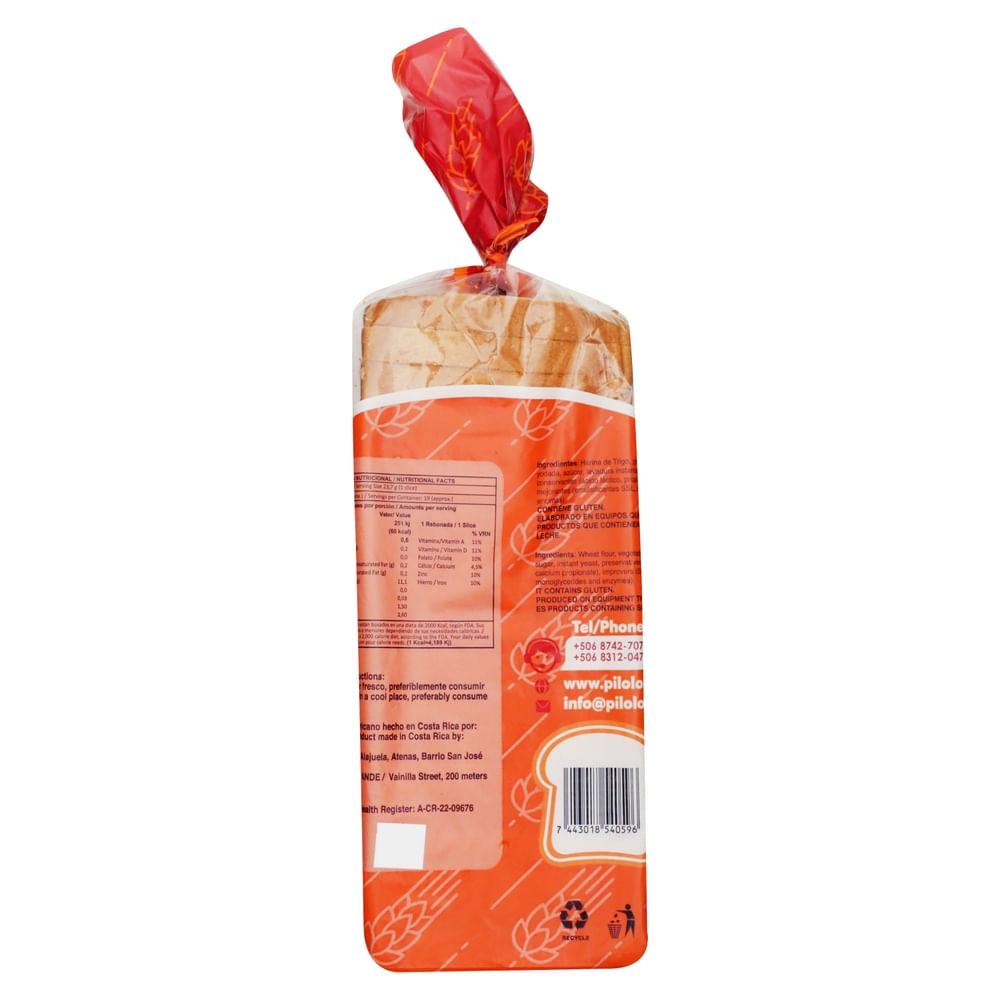 Comprar Pan Pilolo Cuadrado Blanco - 450 g | Walmart Costa Rica ...