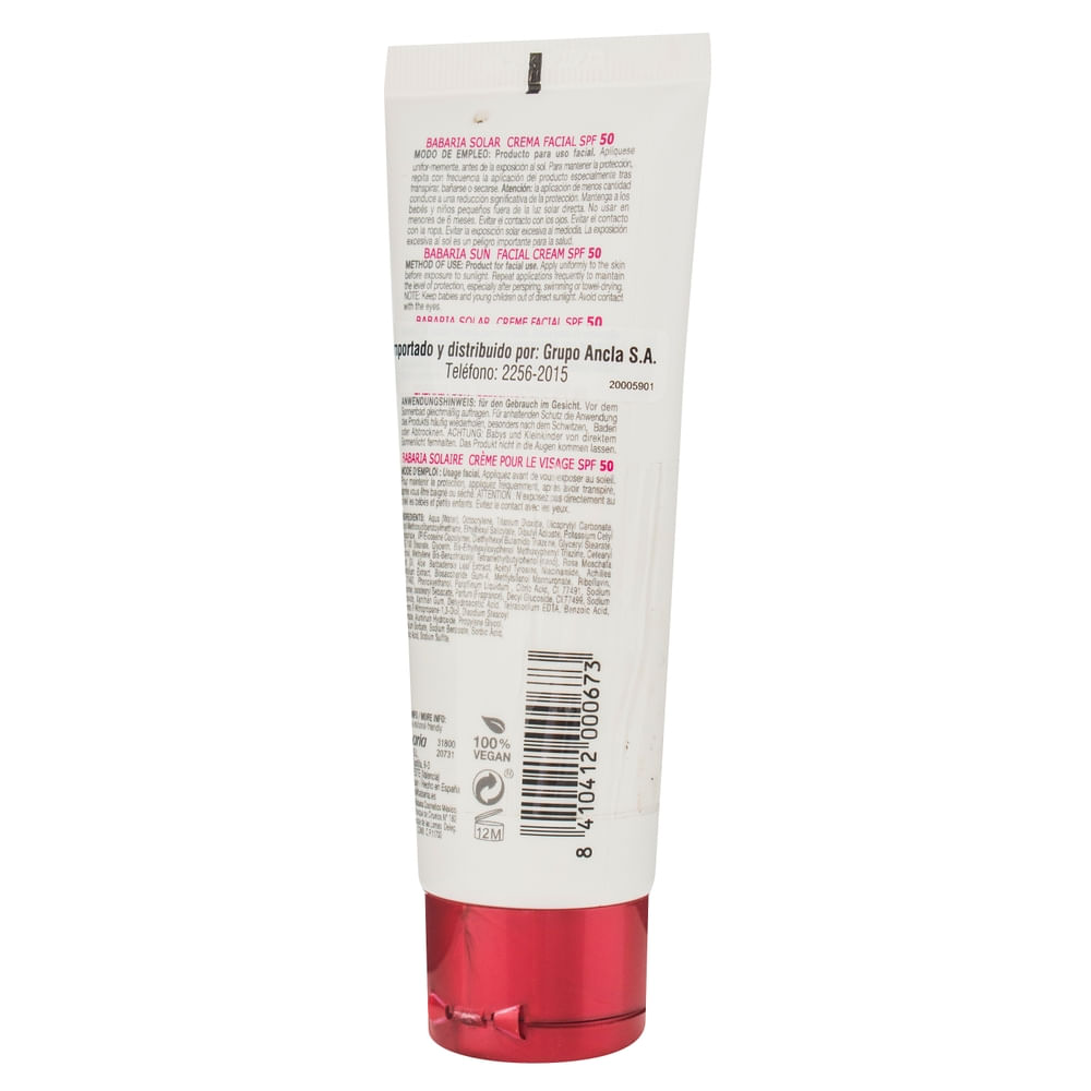 Comprar Protector solar facial Babaria rosa mosqueta FPS 50 - 75 ml ...