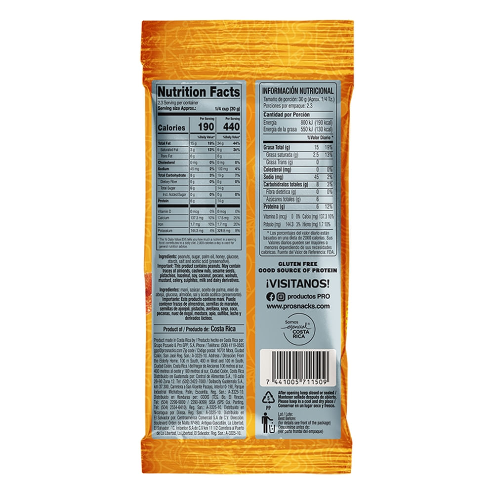 Comprar Mani Pro Con Miel De Abeja - 70 g | Walmart Costa Rica ...