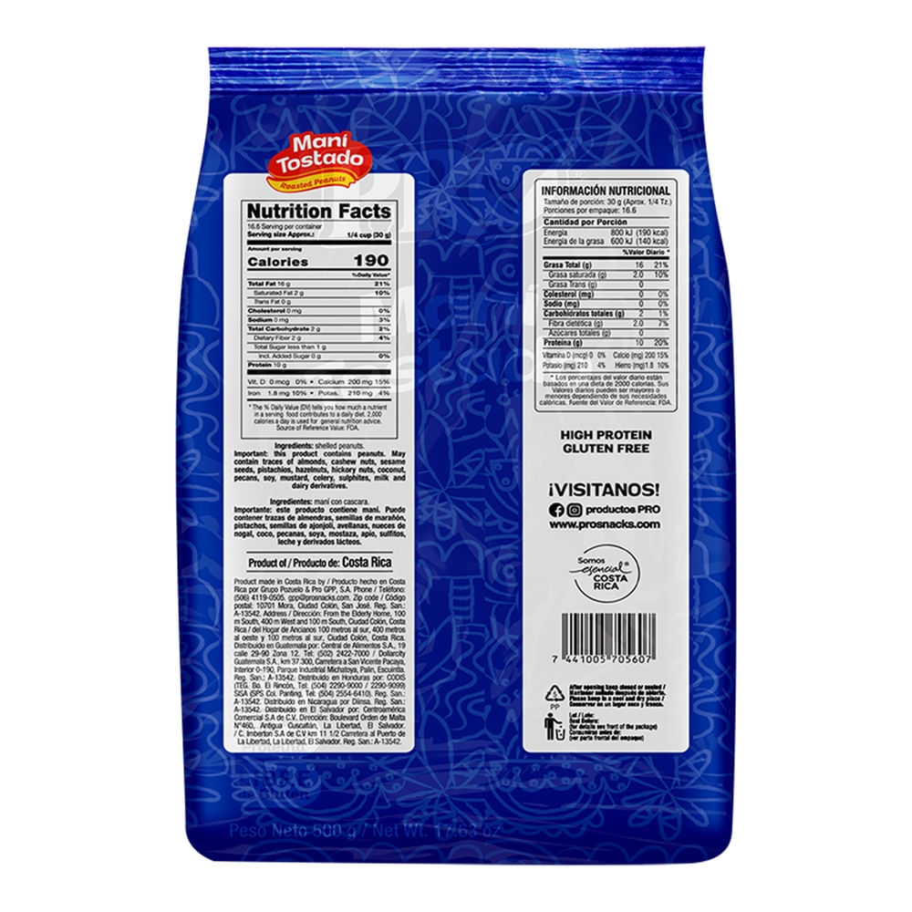 Comprar Maní Pro Tostado - 500 g | Walmart Costa Rica - Walmart | Costa ...
