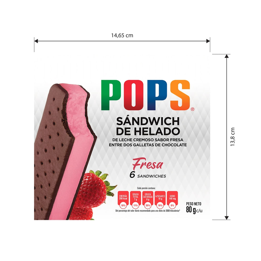 Comprar Helado Pops, Sándwich Fresa -6 Uds/ 80g | Walmart Costa Rica