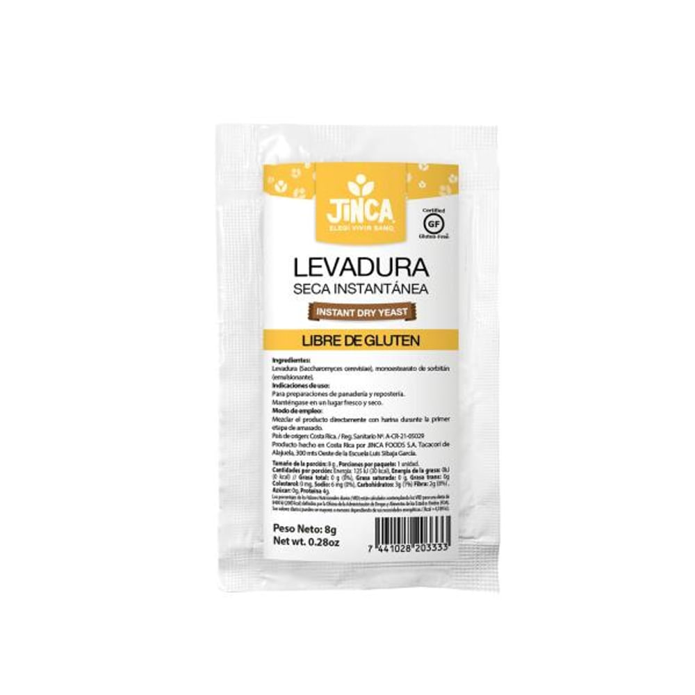 Comprar Levadura Jinca Foods Seca Instantánea Gluten Free - 8 g ...