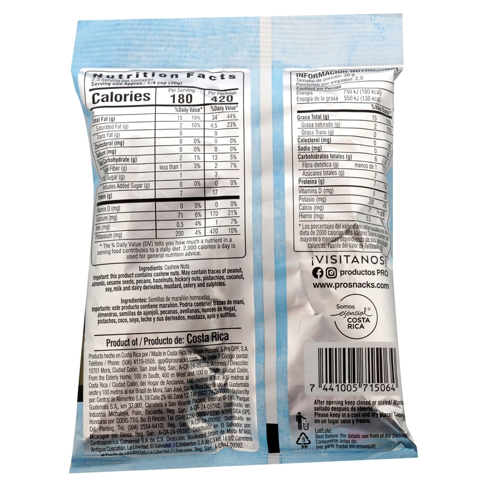 Comprar Semilla Pro Marañon Horneado - 70 g | Walmart Costa Rica ...
