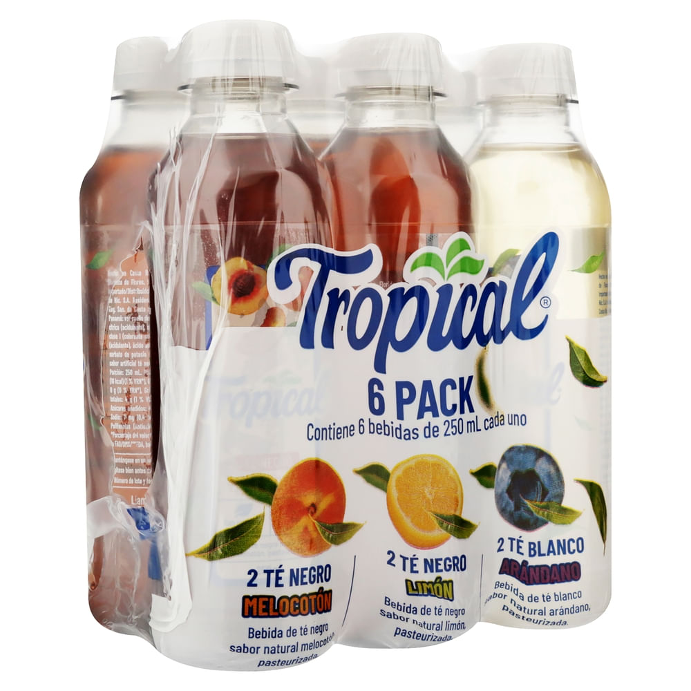 Comprar 6 Pack Refresco Tropical Melocotón, Limón, Blanco -250ml ...