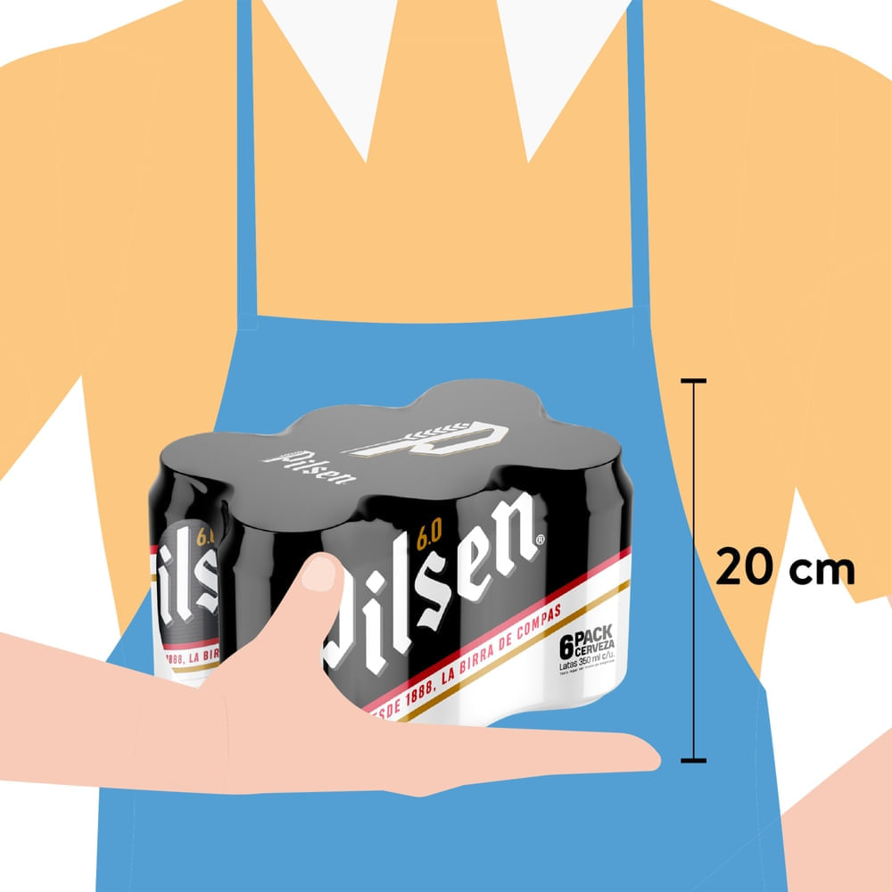 Cerveza Pilsen 6.0, 6 pack Lata- 350ml - Masxmenos | Costa Rica