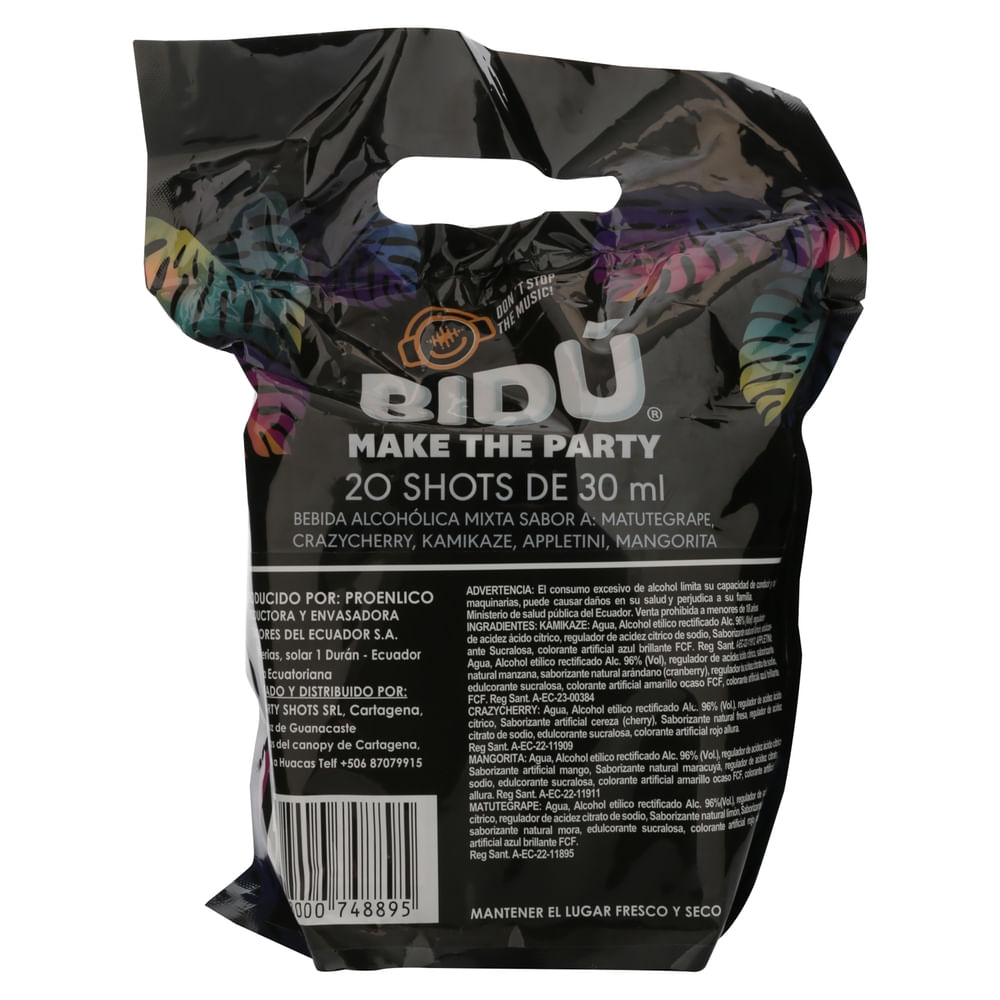 Bidu 20 Shots 15 Alc 600ml - Masxmenos | Costa Rica