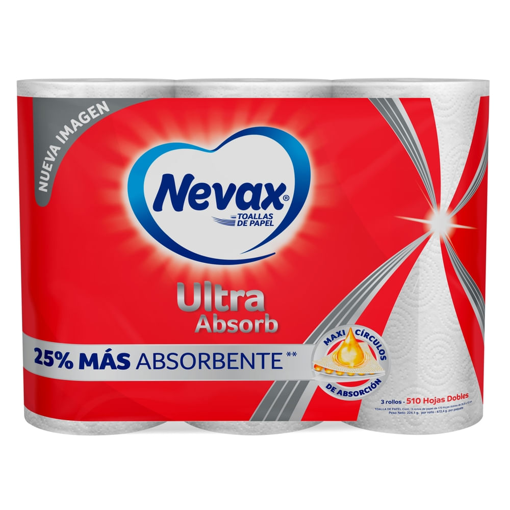 Comprar Toallas De Papel Nevax Ultra absorb - 3 Rollos | Walmart Costa ...