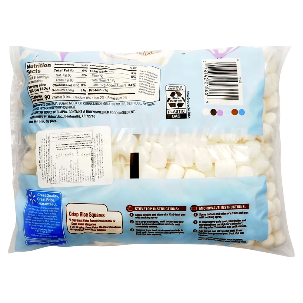 Great Value Marshmallows Mini Sabor Vainilla - 283 Gr - Walmart | Costa ...
