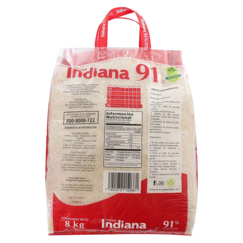 Comprar Arroz Indiana 91% grano entero - 8000 g | Walmart Costa Rica ...