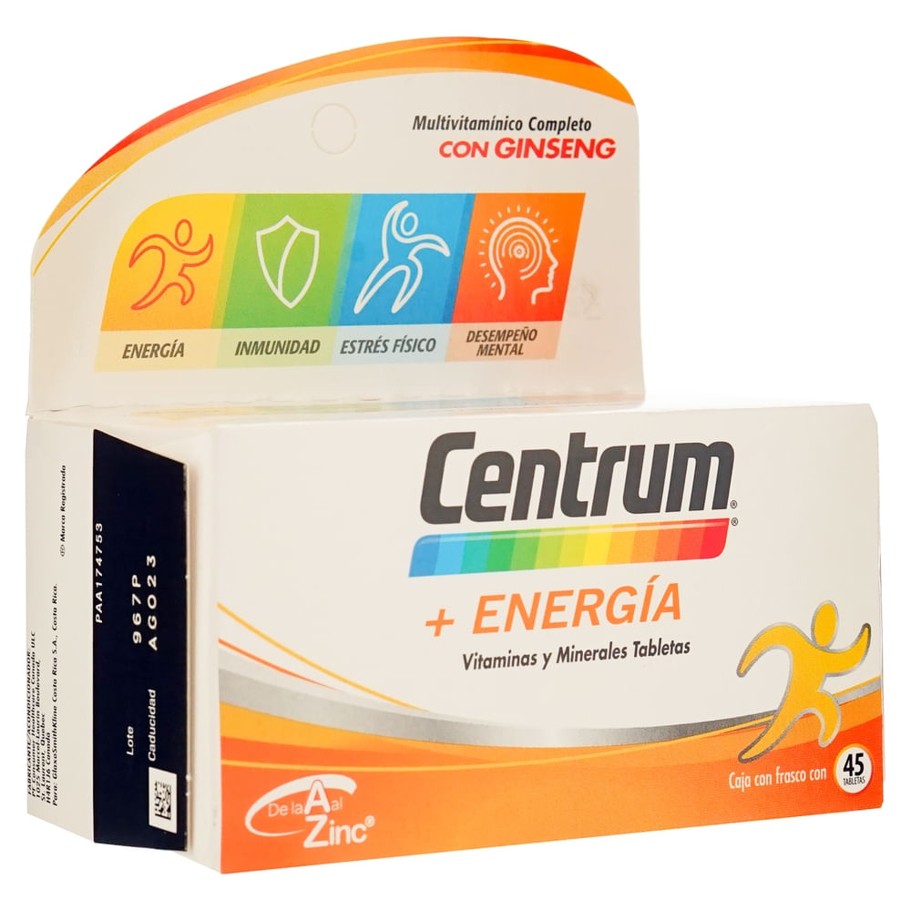 Comprar Multivitamínico Centrum Energia con Ginseng - 45 tabletas ...