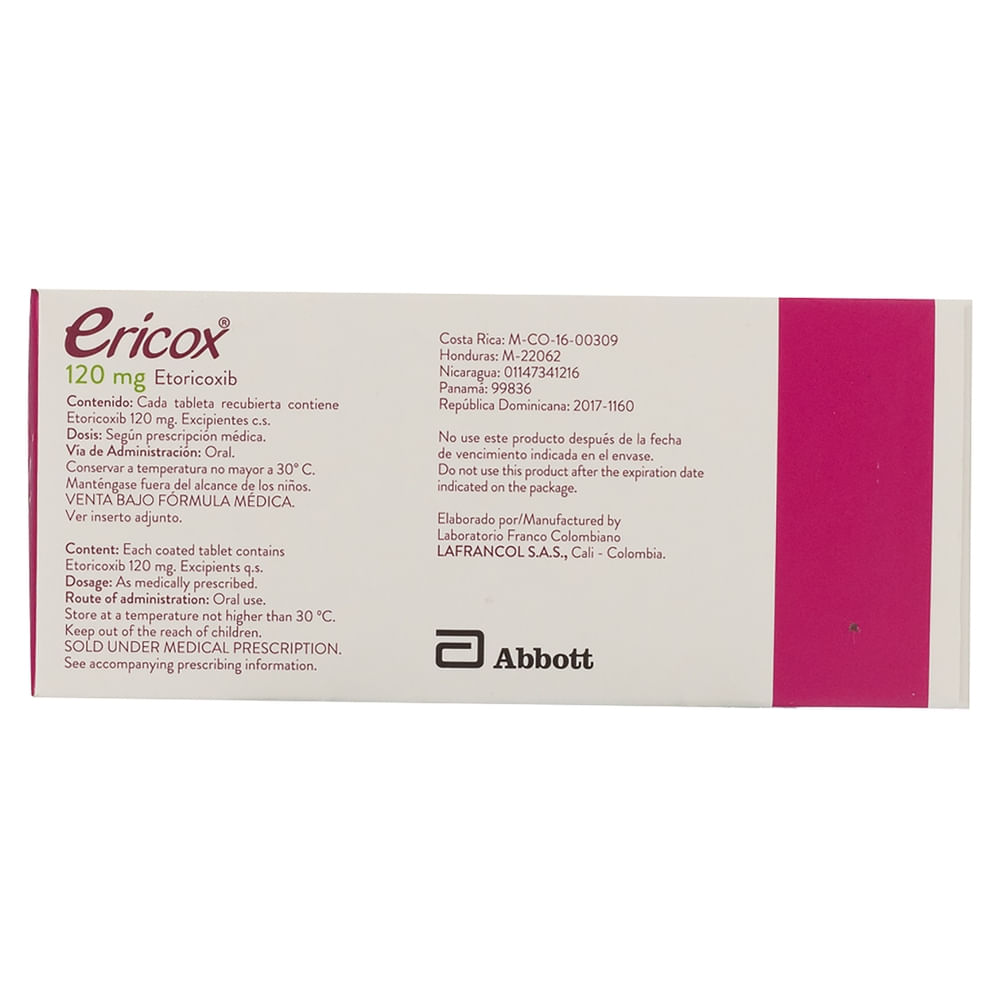 Comprar Ericox 120 Mg X7 Tabletas | Walmart Costa Rica - Walmart ...