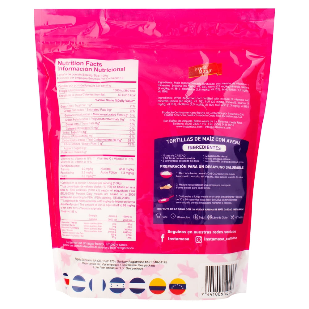 Comprar Harina insta Masa Maíz Cascado Doy Pack - 1000g | Walmart Costa ...