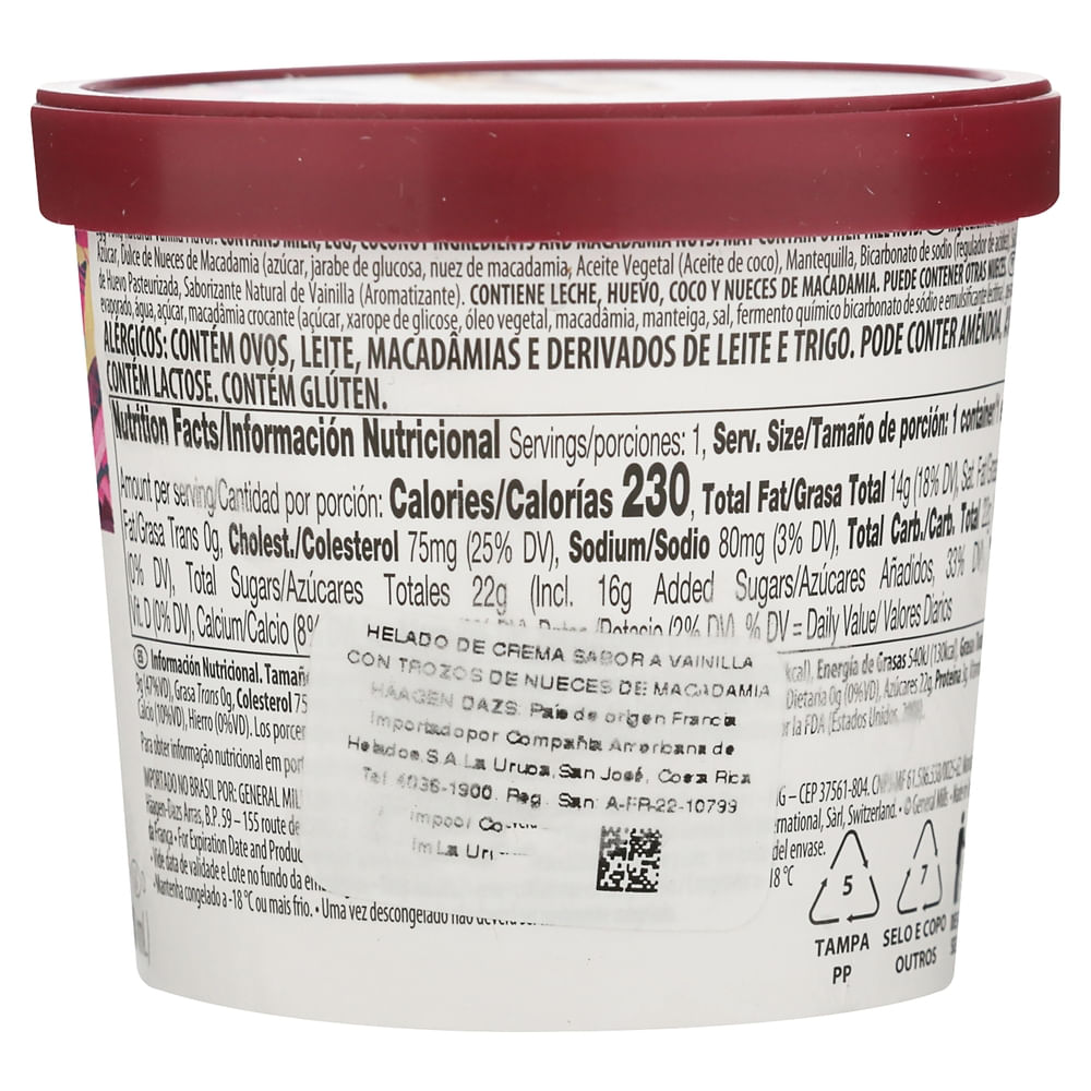 Comprar Helado Häagen Dazs macadamia nut brittle - 87 g | Walmart Costa ...