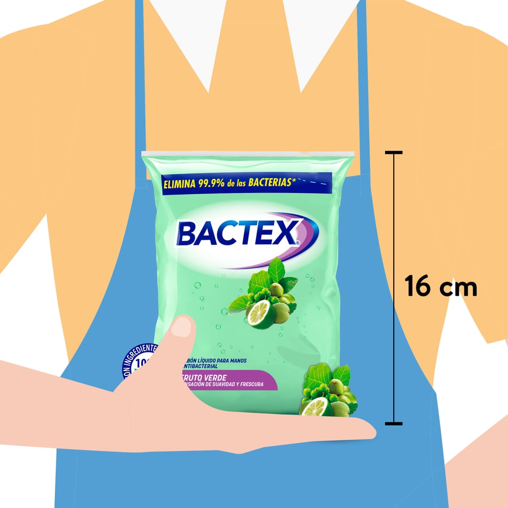 Comprar Jabón Bactex Líquido Antibacterial Sachet Fruto Verde - 221 ml ...