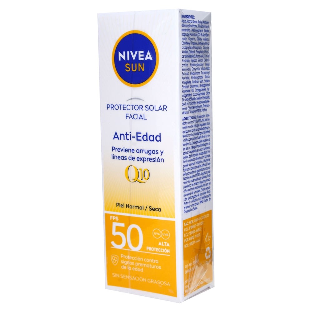 Comprar Protector solar facial Nivea sun anti edad FPS 50 - 50 ml ...