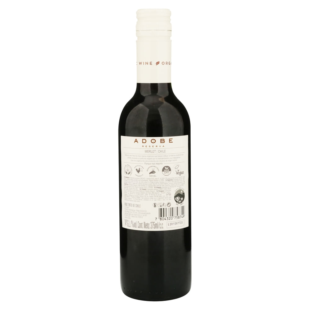 Vino Organico Adobe Merlot 375 Ml - Maxipalí | Costa Rica
