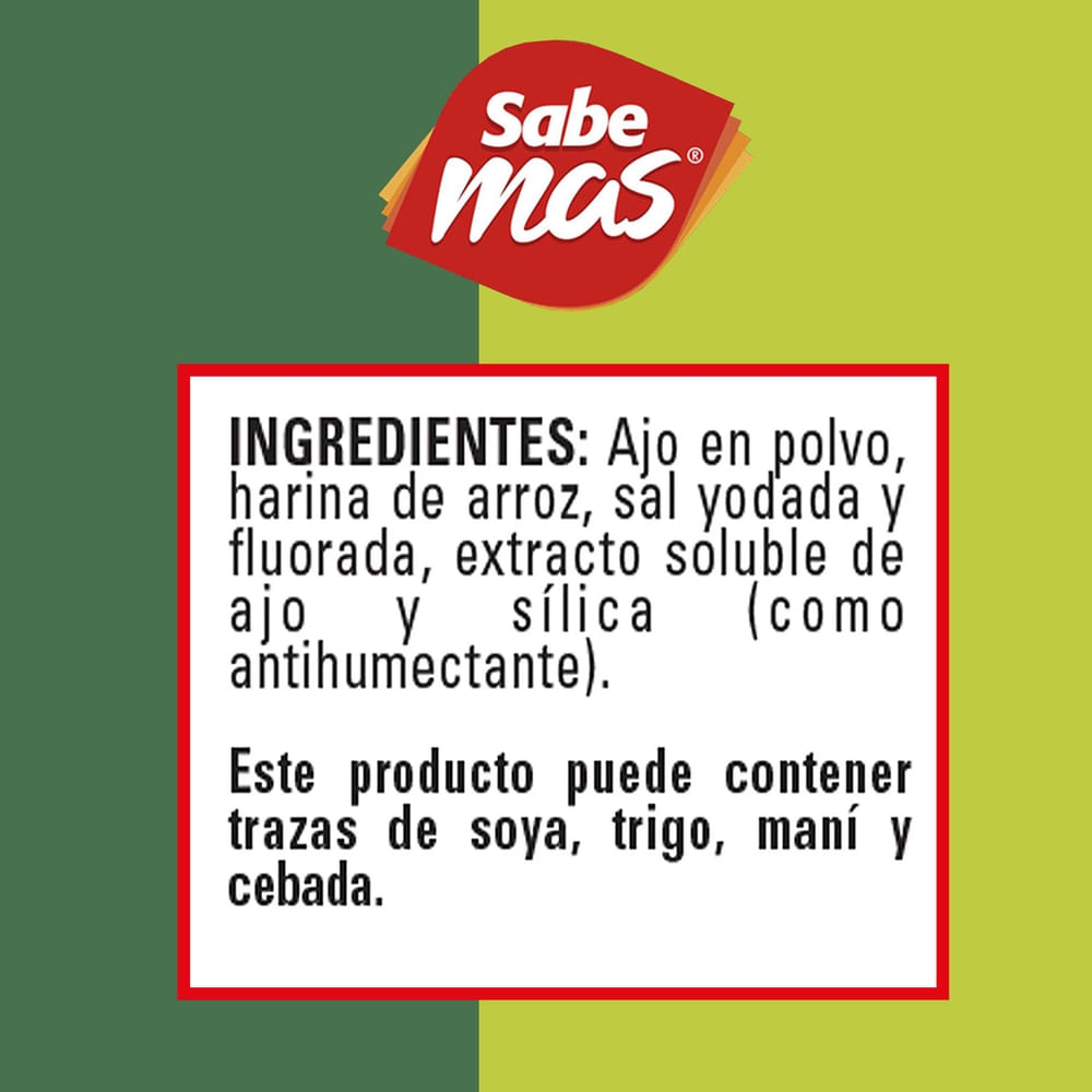 Comprar Especie Sabemas Sal De Ajo - 20gr | Walmart Costa Rica ...