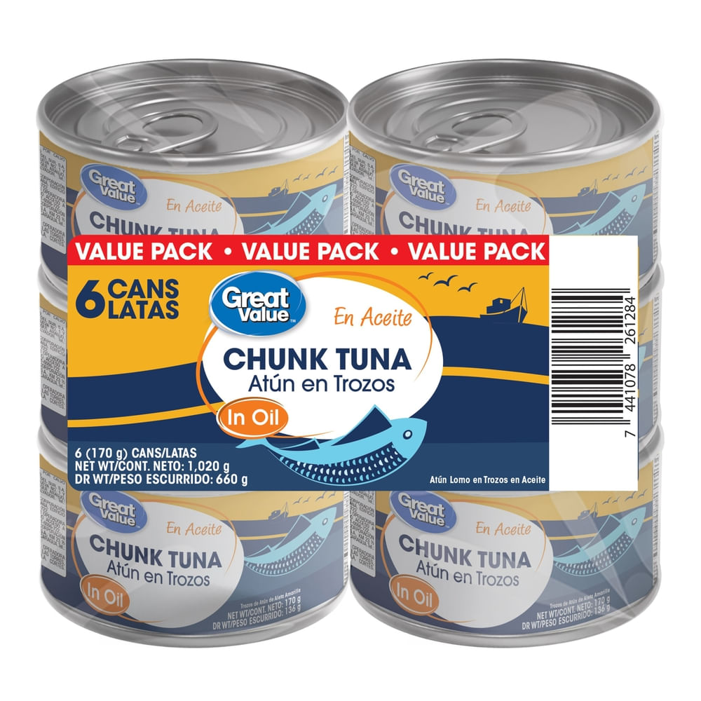 Comprar Atún Great Value en trozos 6 pack - 1020 g | Walmart Costa Rica ...
