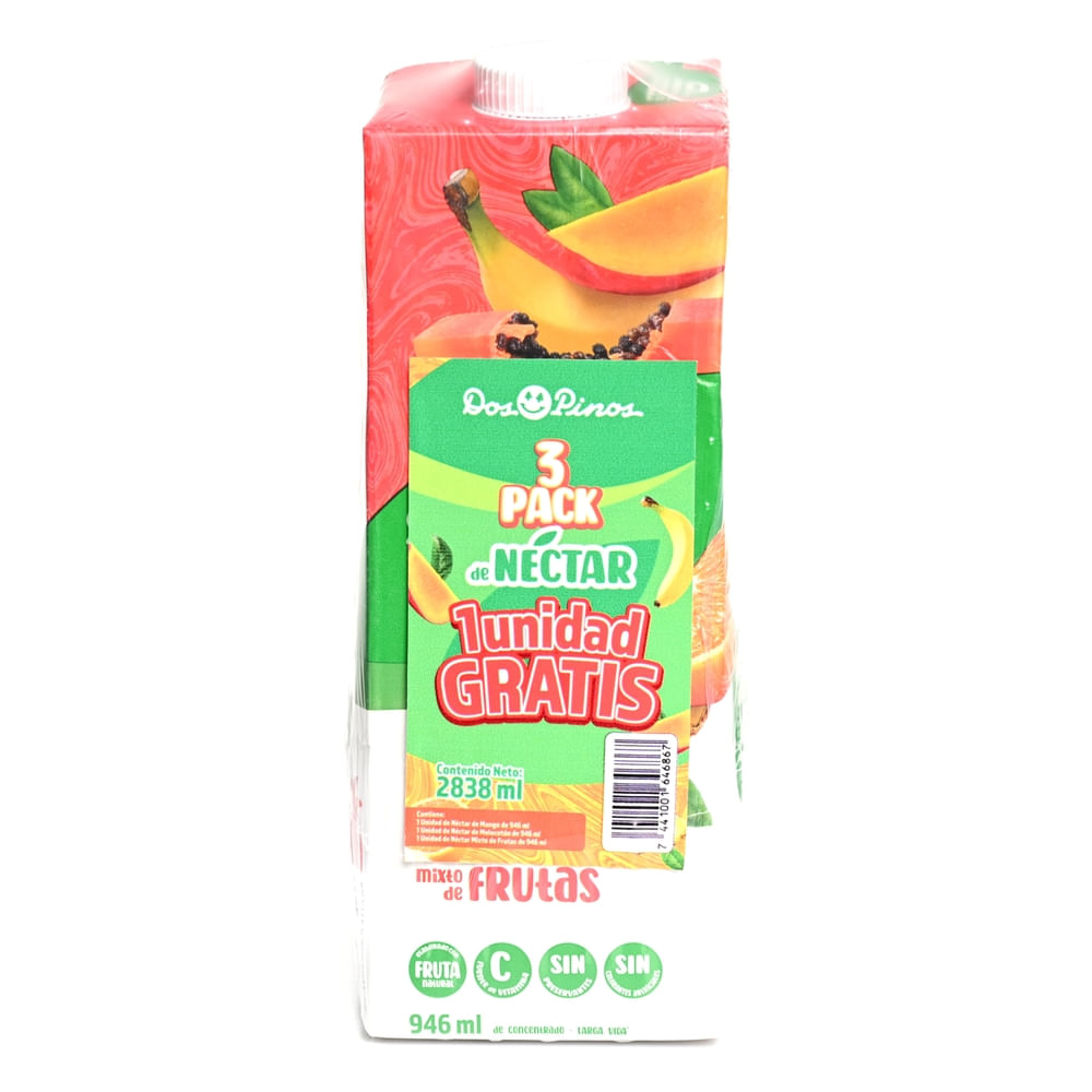 Bebida Dos Pinos Nectar Mango Frutas Melon Surtido 3X2 Pack - 946 ml - Masxmenos | Costa Rica