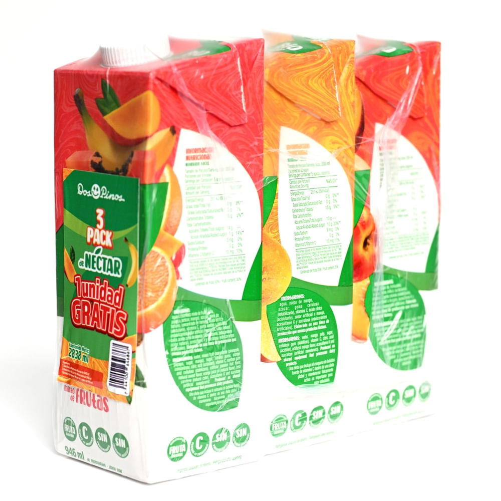 Bebida Dos Pinos Nectar Mango Frutas Melon Surtido 3X2 Pack - 946 ml - Masxmenos | Costa Rica