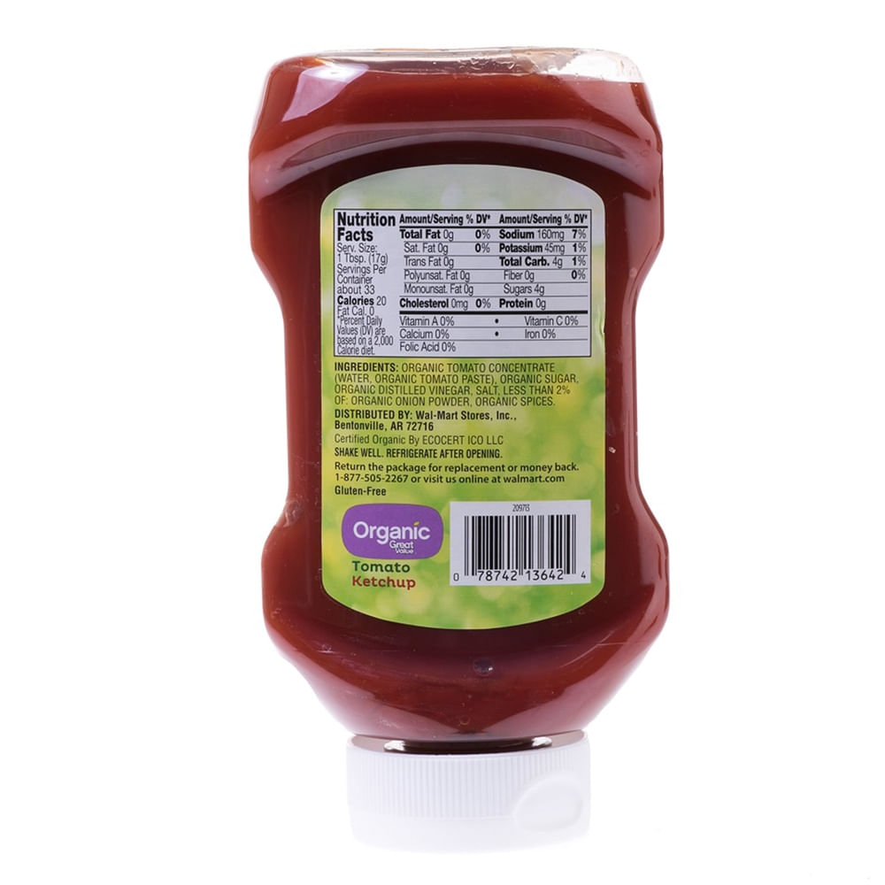 Comprar Salsa De Tomate Great Value Organic Ketchup - 567 g | Walmart ...