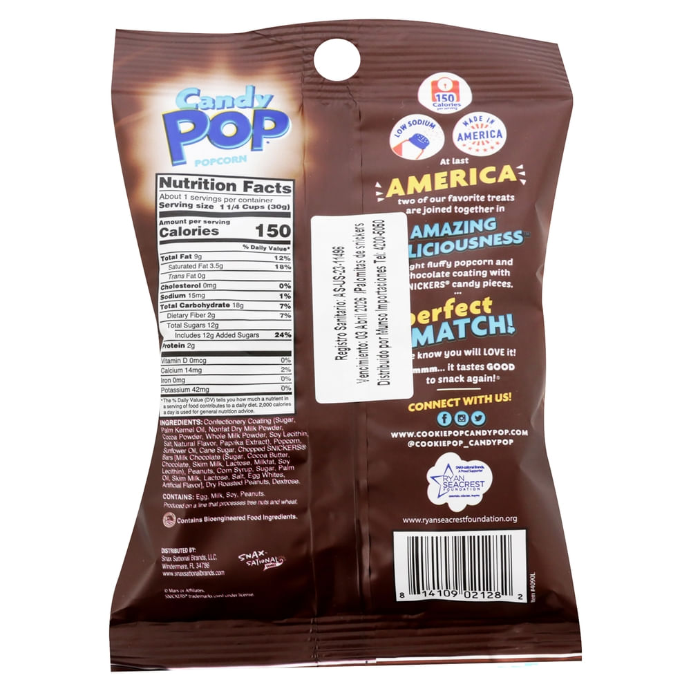 Papas y Frituras Candy Pop Palomitas De Maiz 1oz Snickers - Masxmenos ...