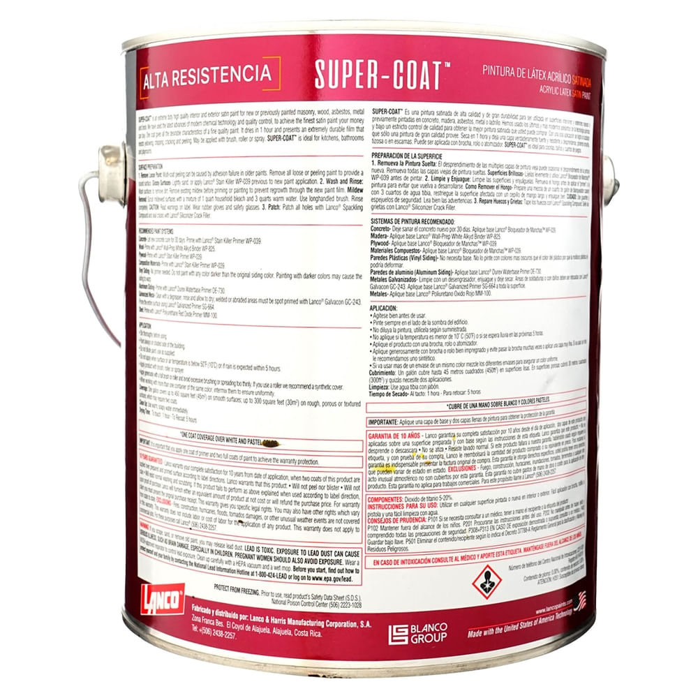 Comprar Pintura mate de látex Lanco, lx super coat blanco -1 galon ...