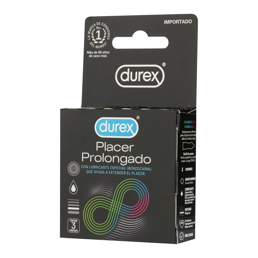 Comprar Condones Durex Placer Prolongado Látex Natural, Con Lubricante ...