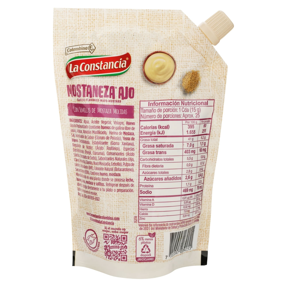 Comprar Mostaneza Ajo La Constancia 380gr | Walmart Costa Rica ...