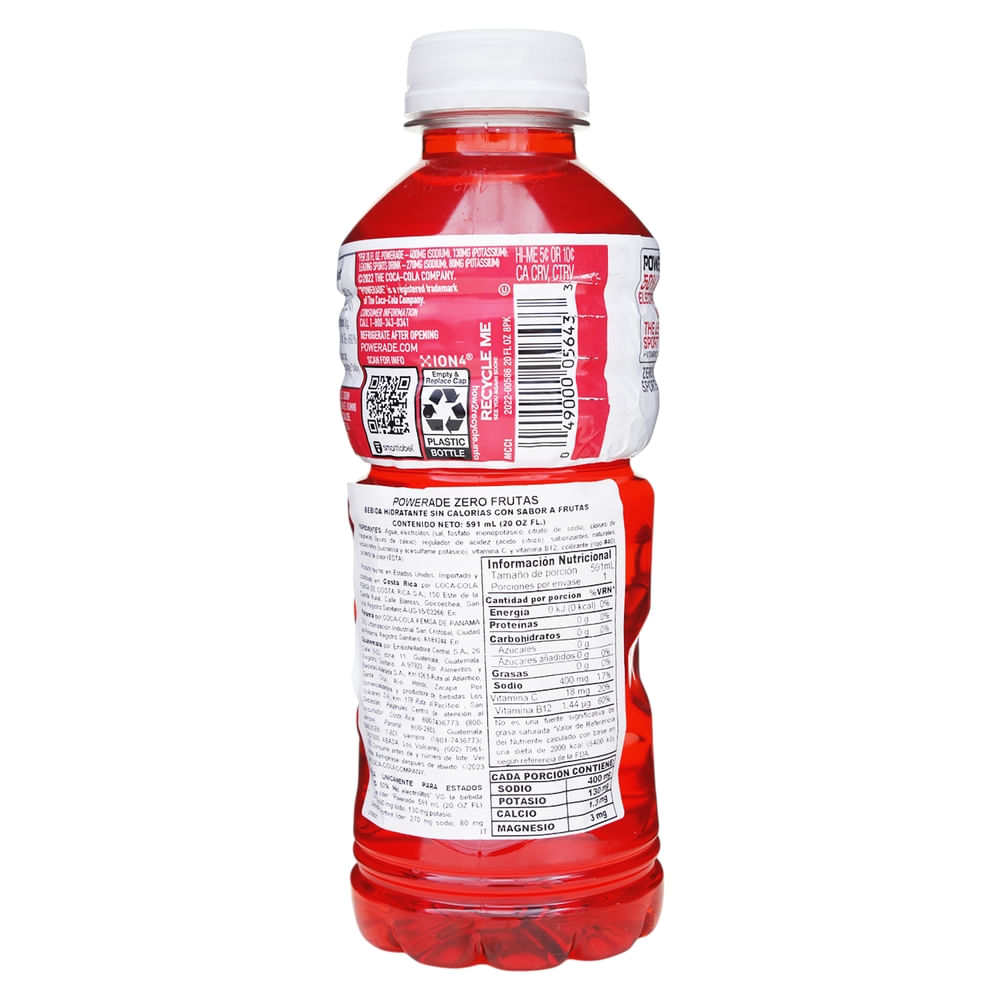 Comprar Bebida Hidratante Powerade Zero frutas -600 ml | Walmart Costa ...