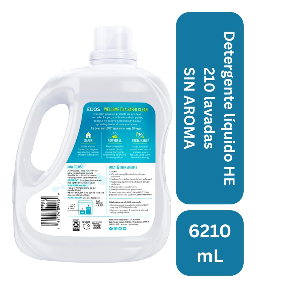 Detergente Liquido Sin Arom Ecos 6210ml - Walmart | Costa Rica