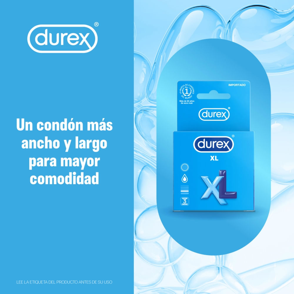 Comprar Condones Durex XL Látex Natural, Lubricante A Base De Silicona ...