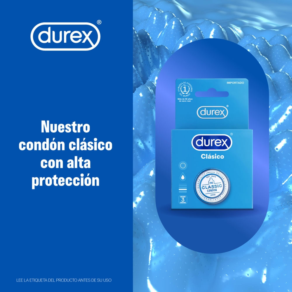 Comprar Condones Durex Clásico Látex Natural, Lubricate A Base De Agua ...
