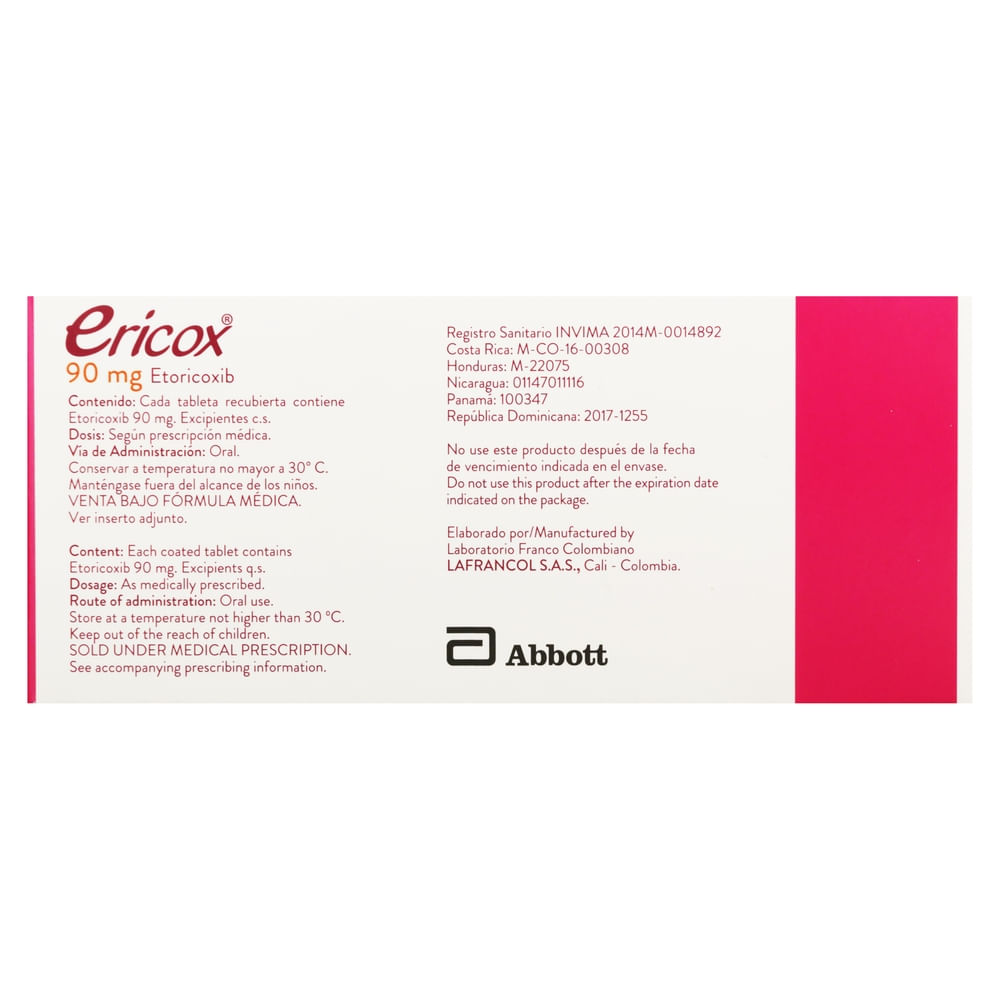 Comprar Ericox 90Mg X14 Tab | Walmart Costa Rica - Maxipalí | Costa Rica
