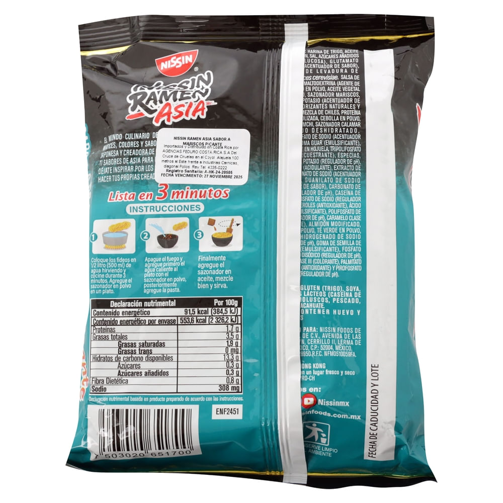 Nissin Ramen Asia Mariscos Picante 105gr - Walmart | Costa Rica
