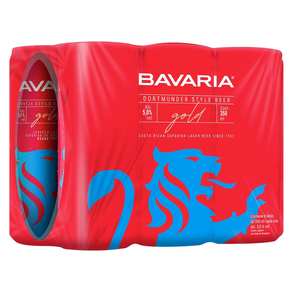 6 Pack Cerveza Bavaria Gold Sleek Lata - 350ml - Maxipalí | Costa Rica